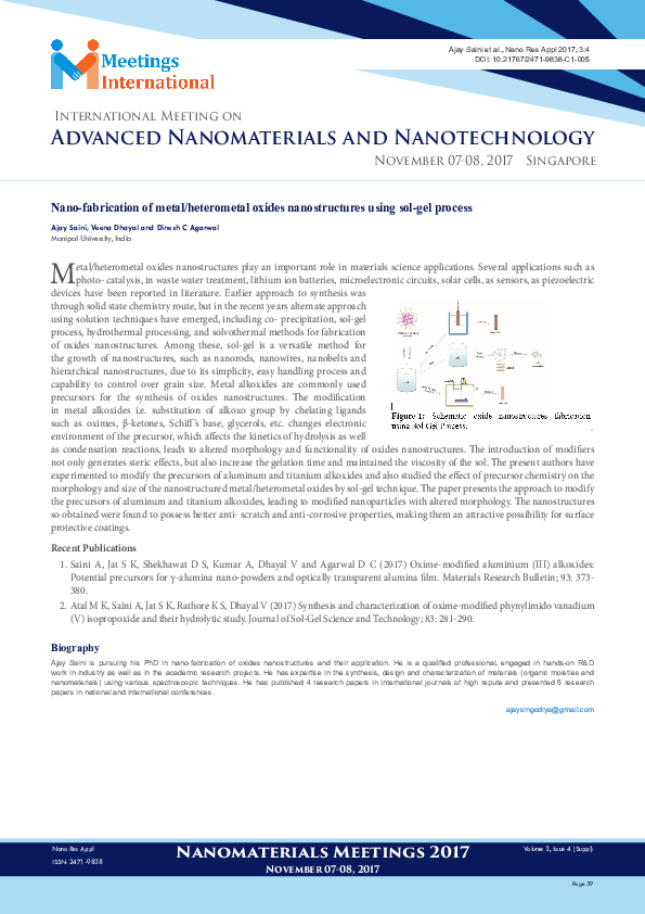 (PDF) Nano-fabrication of metal/heterometal oxides nanostructures using ...