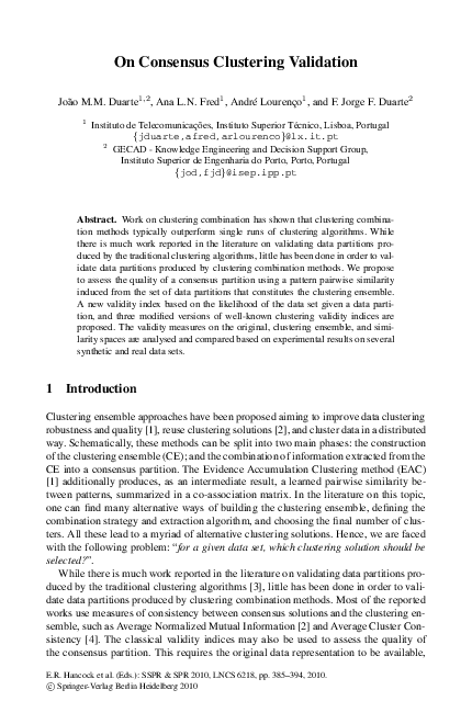 (PDF) On Consensus Clustering Validation