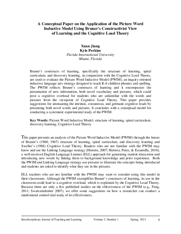 (PDF) A Conceptual Paper on the Application of the Picture Word Inductive Model Using Bruner's ...