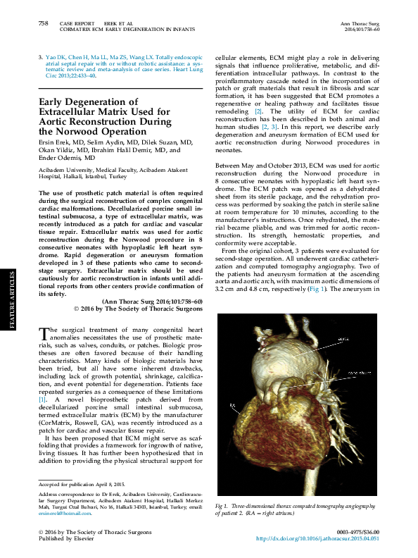 (PDF) Early Degeneration of Extracellular Matrix Used for Aortic Reconstruction During the ...