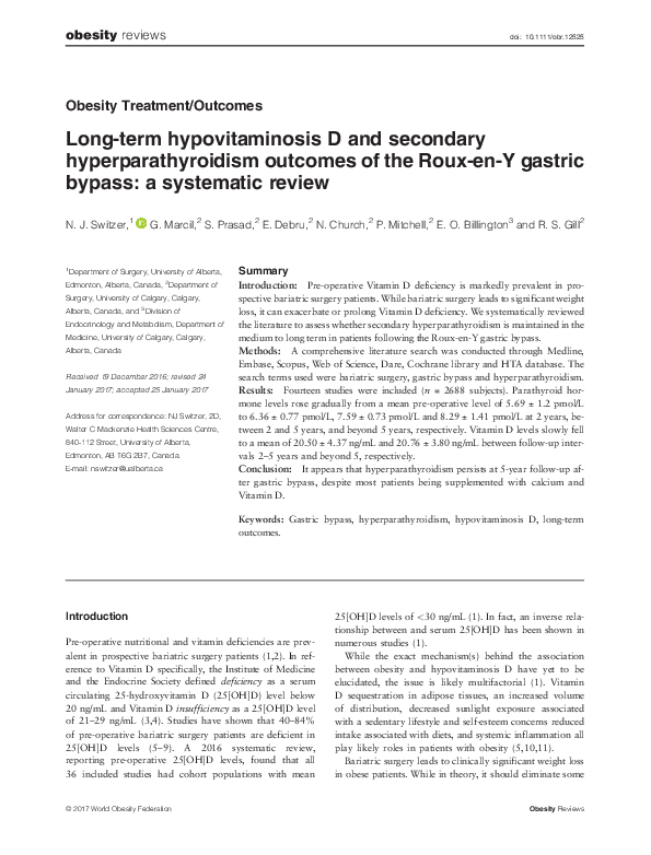 (PDF) Long-term hypovitaminosis D and secondary hyperparathyroidism ...