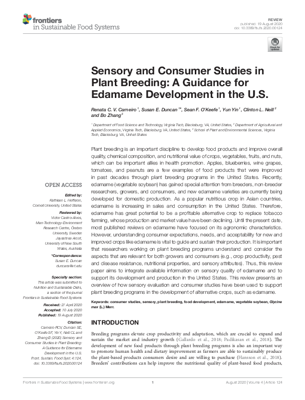 (PDF) Sensory and Consumer Studies in Plant Breeding: A Guidance for ...