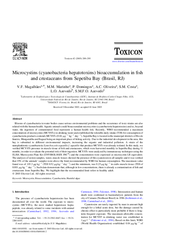 (PDF) Microcystins (cyanobacteria hepatotoxins) bioaccumulation in fish ...