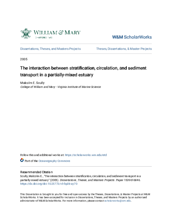 (PDF) The interaction between stratification, circulation, and sediment ...