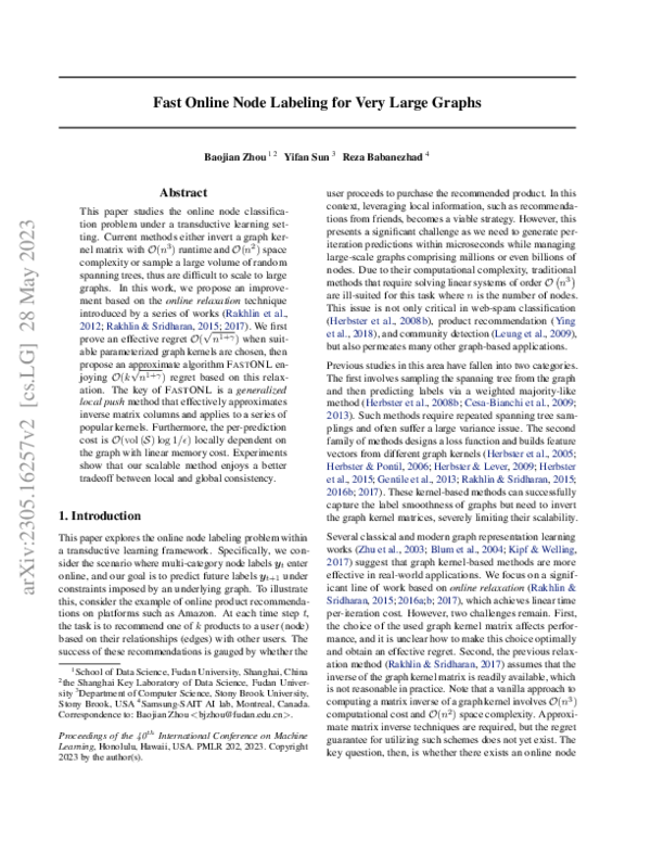 (PDF) Fast Online Node Labeling for Very Large Graphs