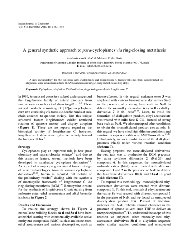 (PDF) ChemInform Abstract: A General Synthetic Approach to para ...