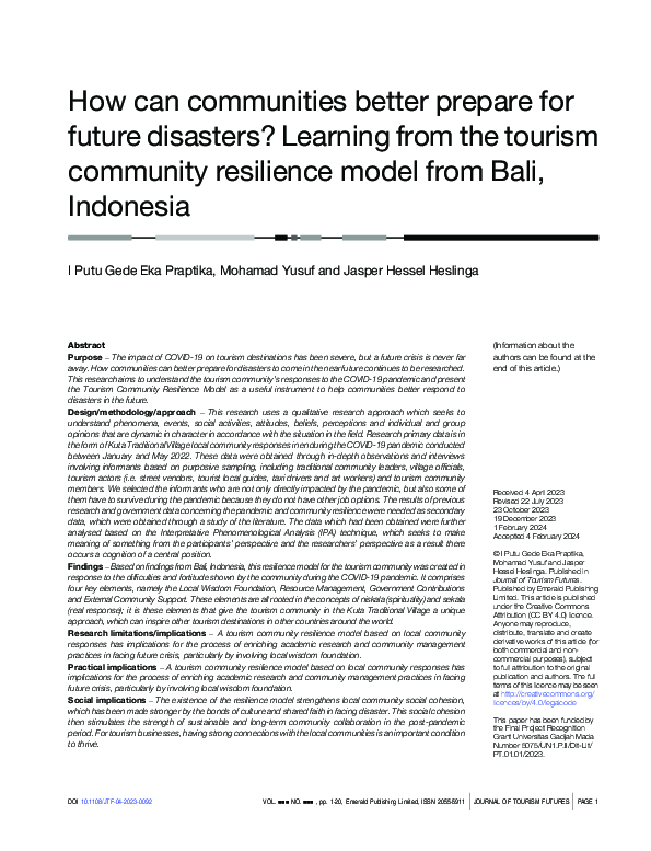 (PDF) How can communities better prepare for future disasters? Learning ...