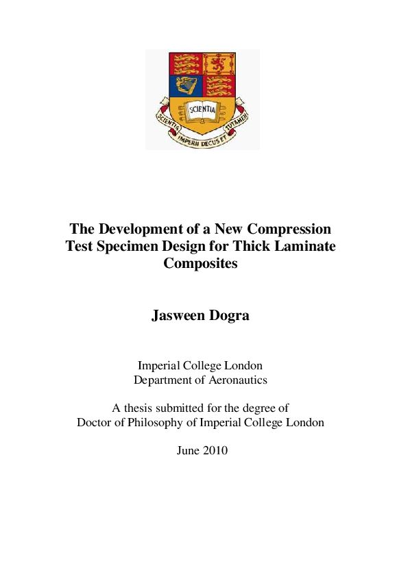 (PDF) The Development of a New Compression Test Specimen Design for ...
