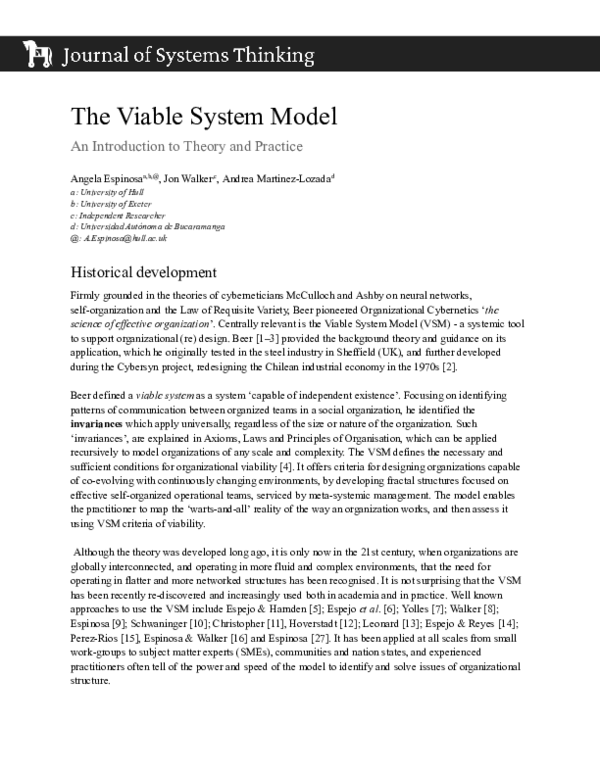 (PDF) The Viable System Model