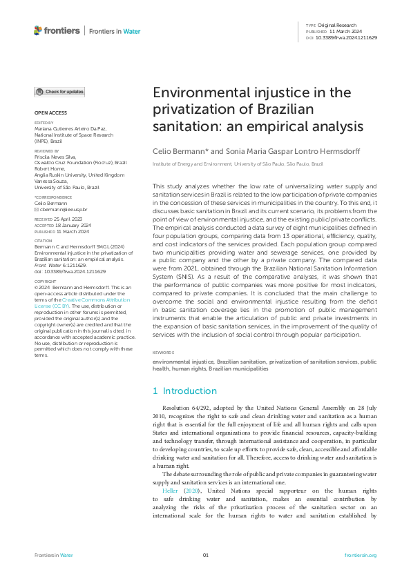 (PDF) Environmental injustice in the privatization of Brazilian ...