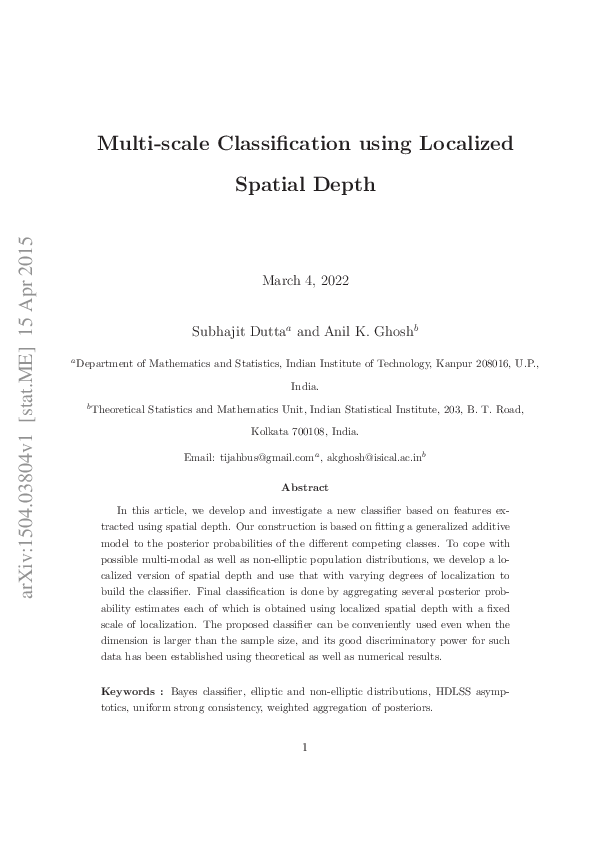 (PDF) Multi-scale Classification using Localized Spatial Depth