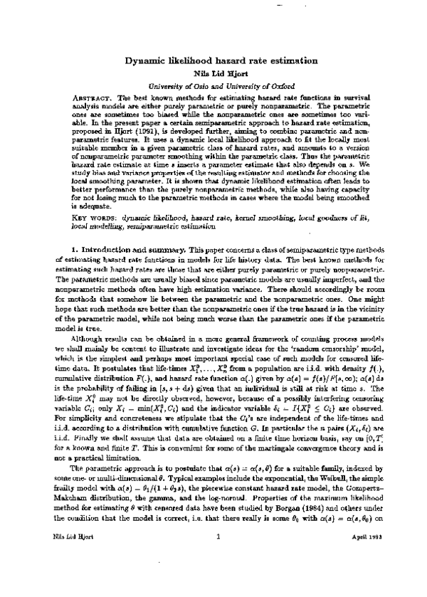 (PDF) Dynamic Likelihood Hazard Rate Estimation (PDF) Dynamic Likelihood Hazard Rate Estimation