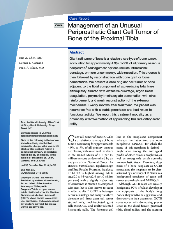 (PDF) Management of an Unusual Periprosthetic Giant Cell Tumor of Bone ...