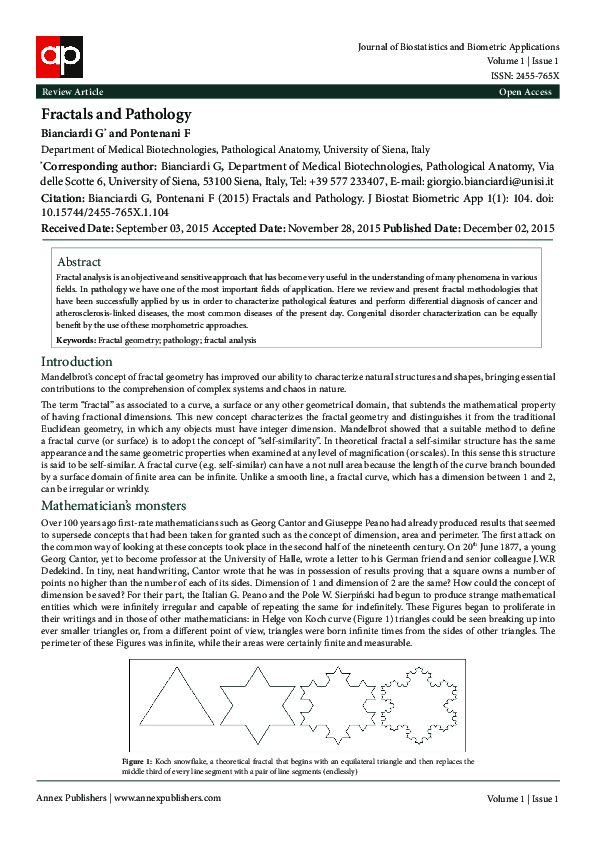 (PDF) Fractals and Pathology