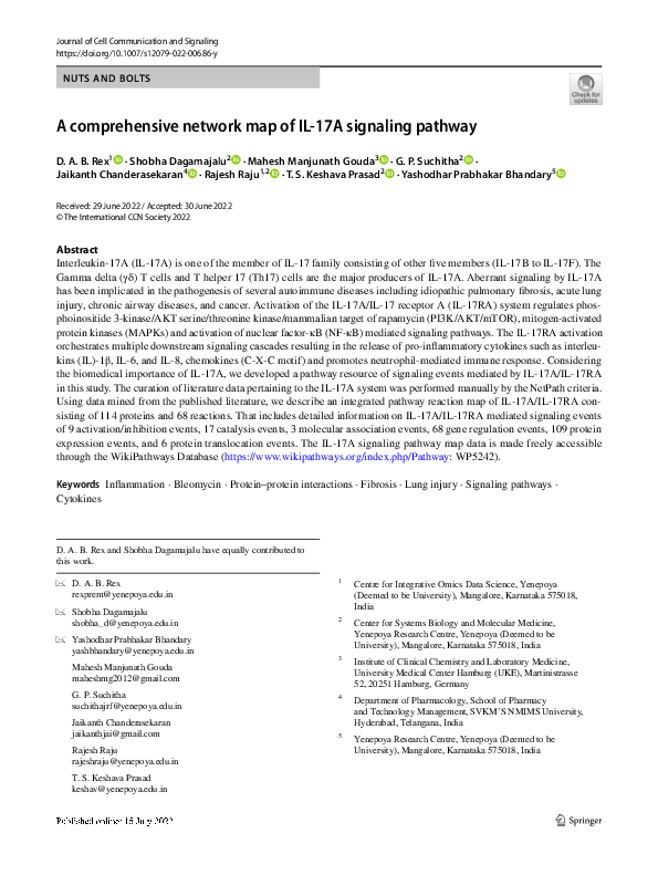 (PDF) A comprehensive network map of IL-17A signaling pathway
