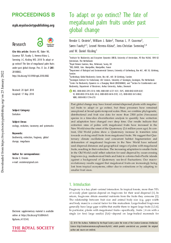 (PDF) To adapt or go extinct? The fate of megafaunal palm fruits under ...