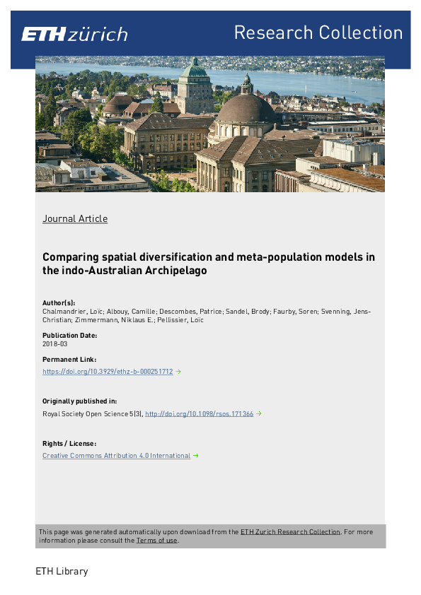 (PDF) Comparing spatial diversification and meta-population models in the Indo-Australian ...