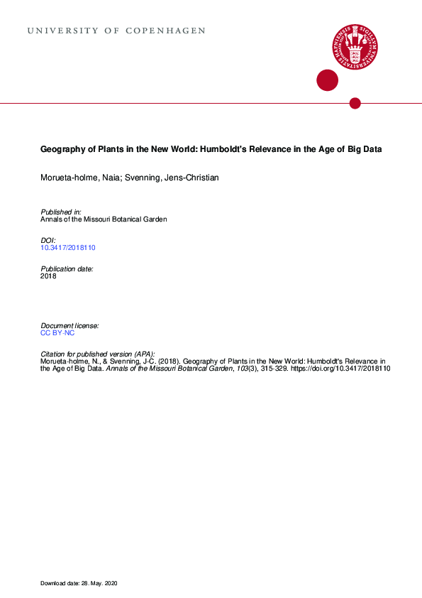 (PDF) Geography of Plants in the New World: Humboldt's Relevance in the ...