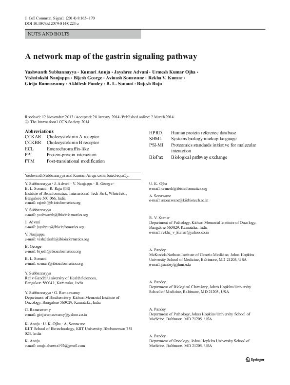 (PDF) A network map of the gastrin signaling pathway