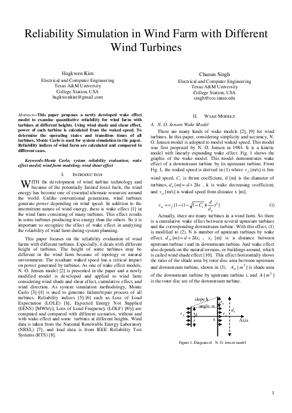 (PDF) Reliability simulation in wind farm with different wind turbines