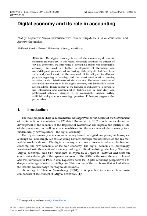 (PDF) Digital economy and its role in accounting