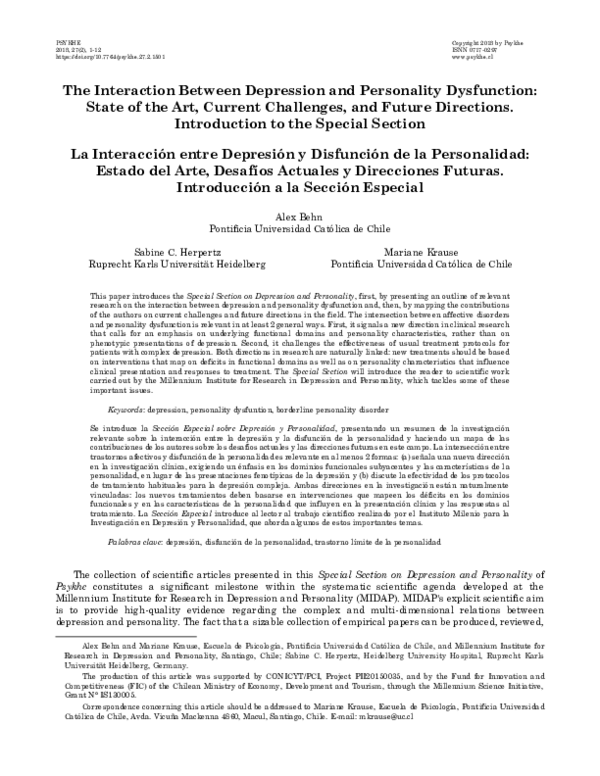 (PDF) The Interaction Between Depression and Personality Dysfunction ...
