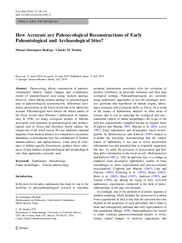 (PDF) How Accurate are Paleoecological Reconstructions of Early ...