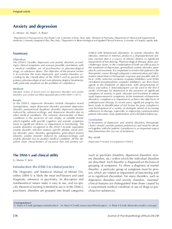(PDF) Anxiety and depression