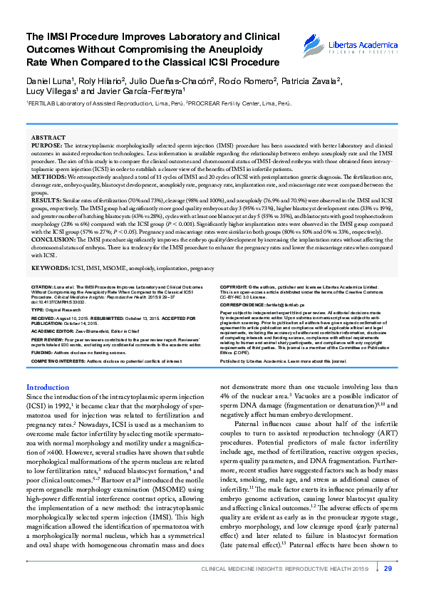 (PDF) The IMSI Procedure Improves Laboratory and Clinical Outcomes ...