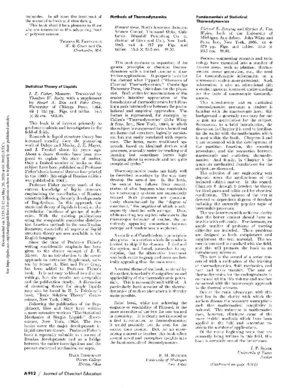 (PDF) Methods of Thermodynamics (Reiss, Howard)