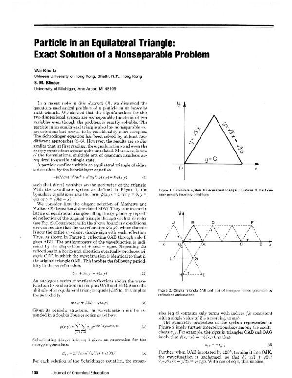 (PDF) Particle in an equilateral triangle: Exact solution of a ...