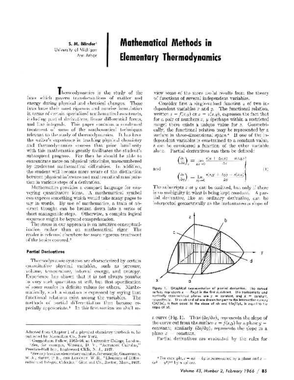 (PDF) Mathematical methods in elementary thermodynamics