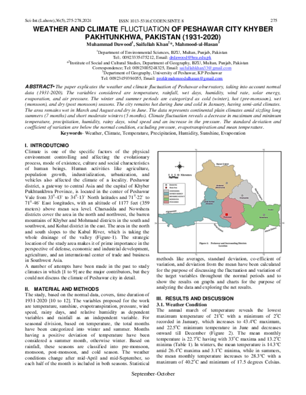 (PDF) WEATHER AND CLIMATE FLUCTUATION OF PESHAWAR CITY KHYBER ...