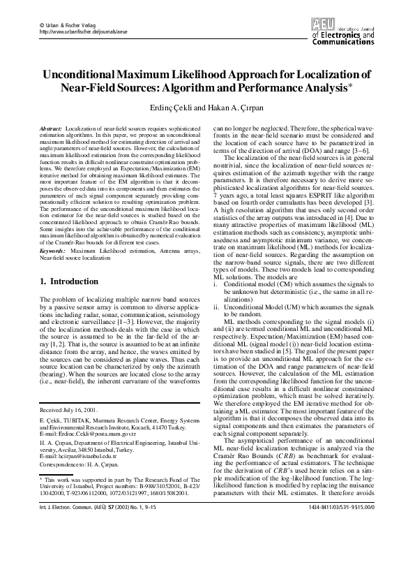 (PDF) Unconditional Maximum Likelihood Approach for Localization of Near-Field Sources ...