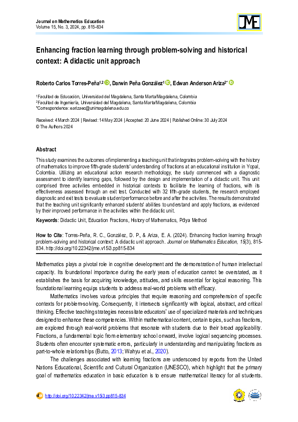 (PDF) Enhancing fraction learning through problem-solving and historical context: A didactic ...