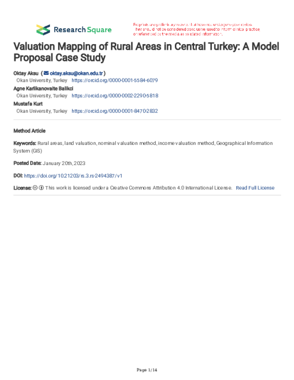 (PDF) Valuation of Rural Land in Central Turkey