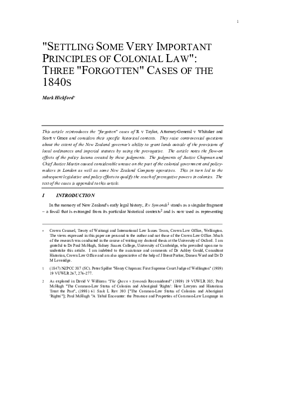 (PDF) Settling Some Very Important Principles of Colonial Law": Three ...