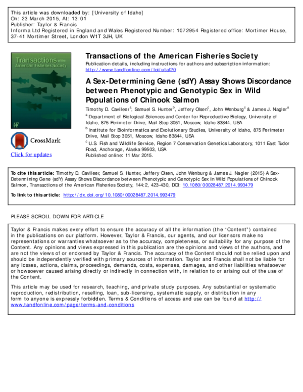 Pdf A Sex Determining Gene Sdy Assay Shows Discordance Between Phenotypic And Genotypic Sex
