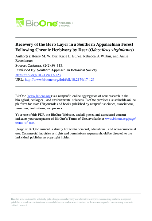 (PDF) Recovery of the Herb Layer in a Southern Appalachian Forest ...