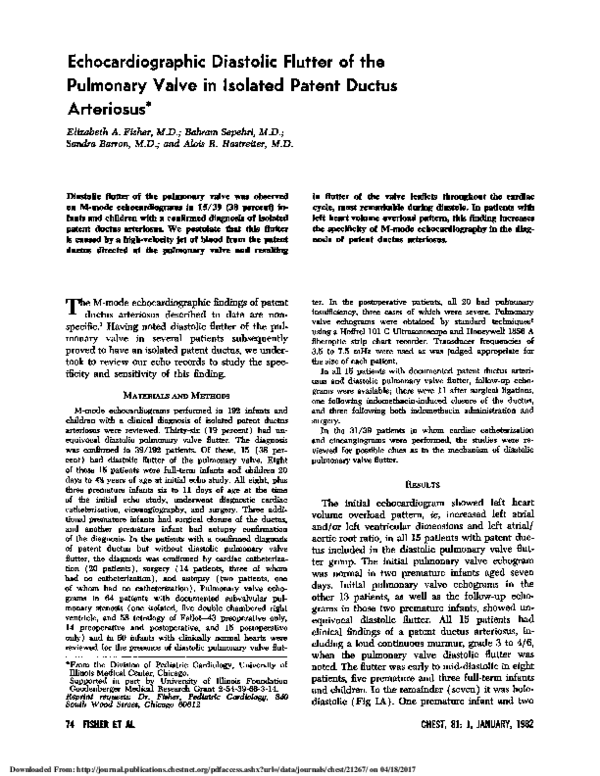 (PDF) Echocardiographic Diastolic Flutter of the Pulmonary Valve in ...