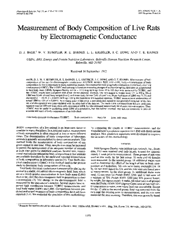 (PDF) Measurement of body composition of live rats by electromagnetic ...