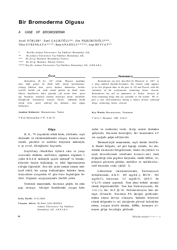 (PDF) Bir Bromoderma Olgusu