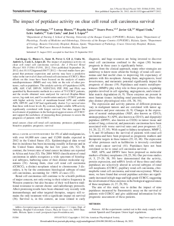 (PDF) The impact of peptidase activity on clear cell renal cell ...
