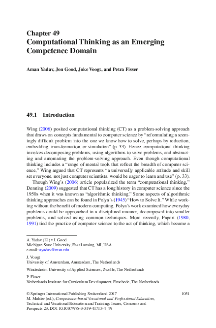 (PDF) Computational Thinking as an Emerging Competence Domain