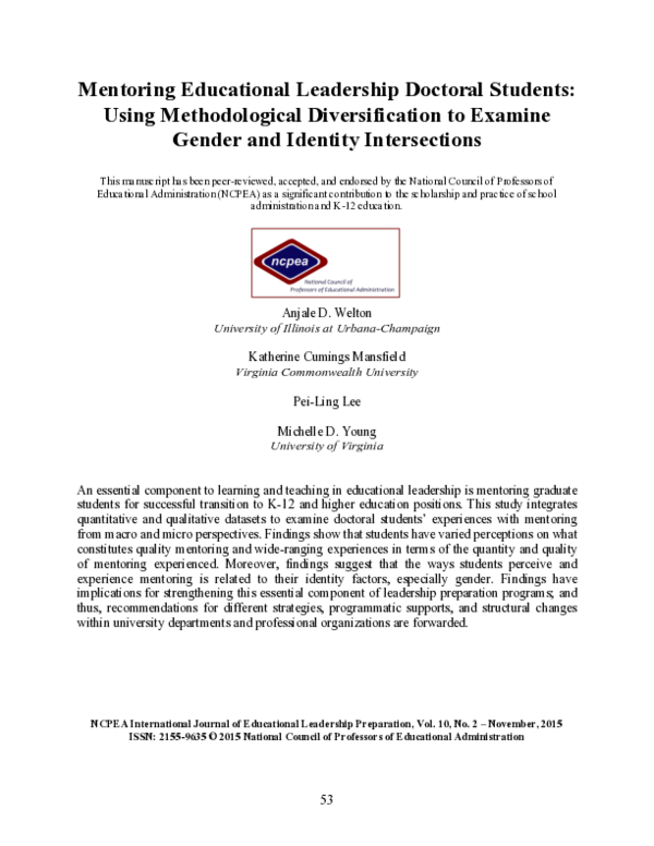 (PDF) Mentoring Educational Leadership Doctoral Students: Using ...