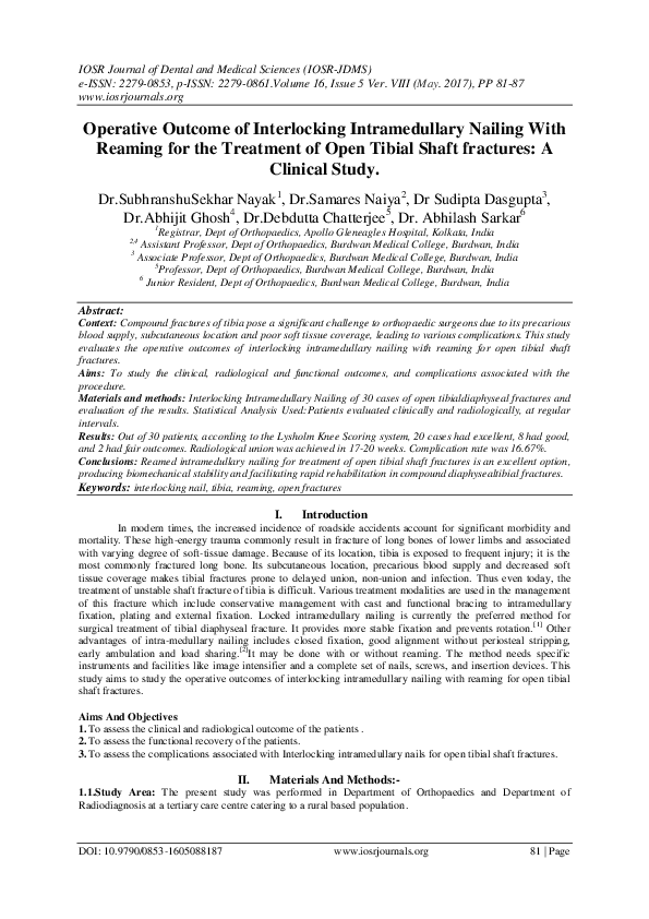 (PDF) Operative Outcome of Interlocking Intramedullary Nailing With ...