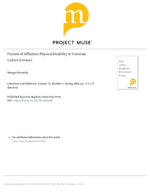 (PDF) Fictions of Affliction: Physical Disability in Victorian Culture ...