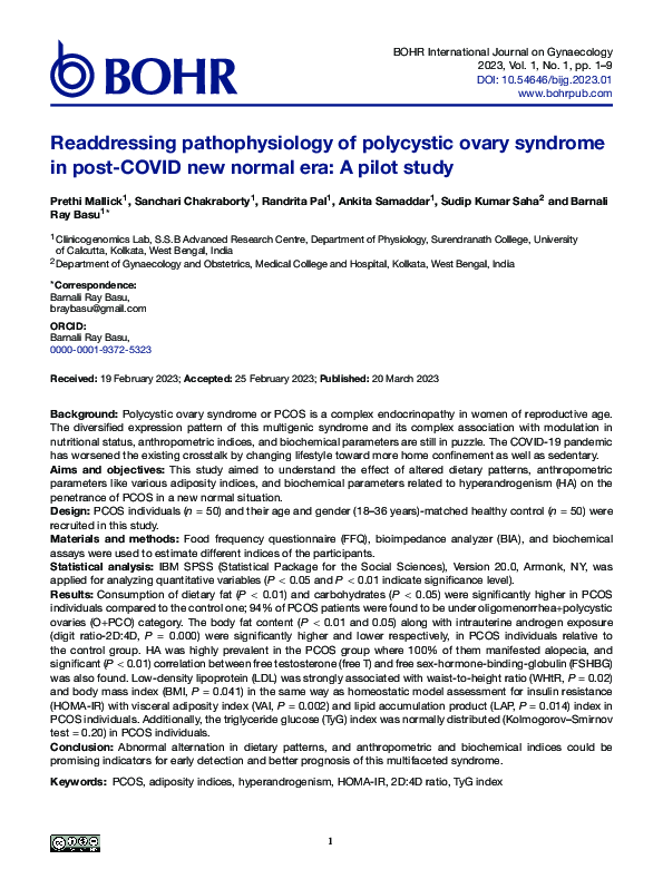(PDF) Readdressing pathophysiology of polycystic ovary syndrome in post ...