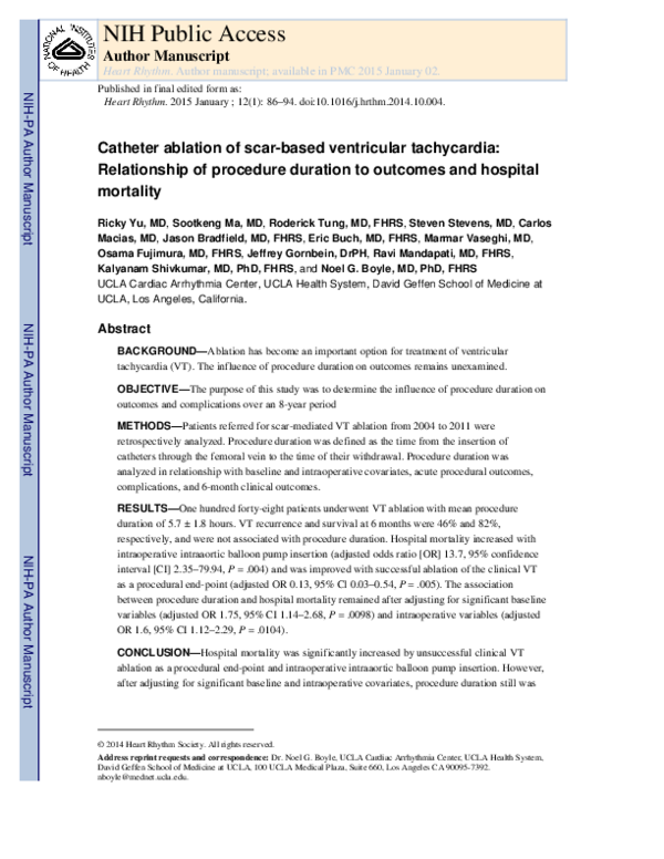 (PDF) Catheter ablation of scar-based ventricular tachycardia ...