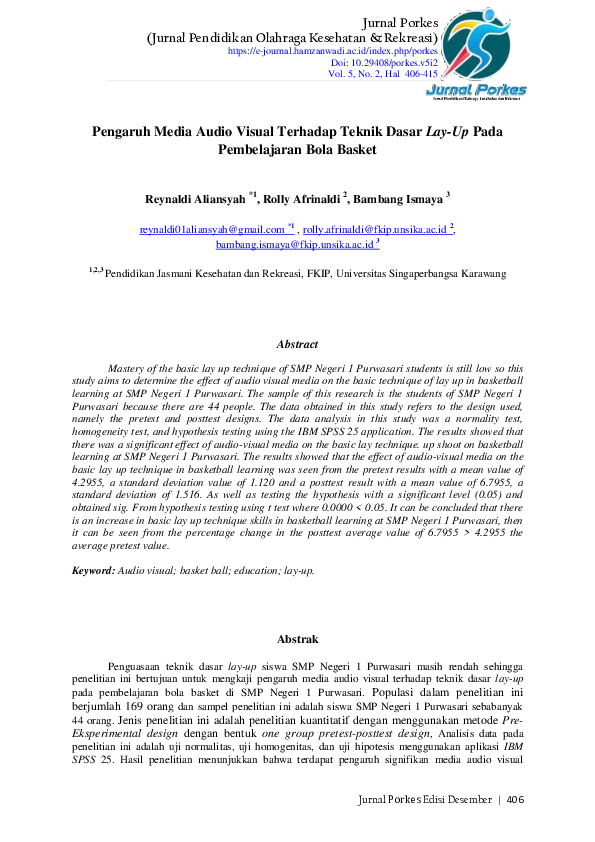 (PDF) Pengaruh Media Audio Visual Terhadap Teknik Dasar Lay-Up Pada ...